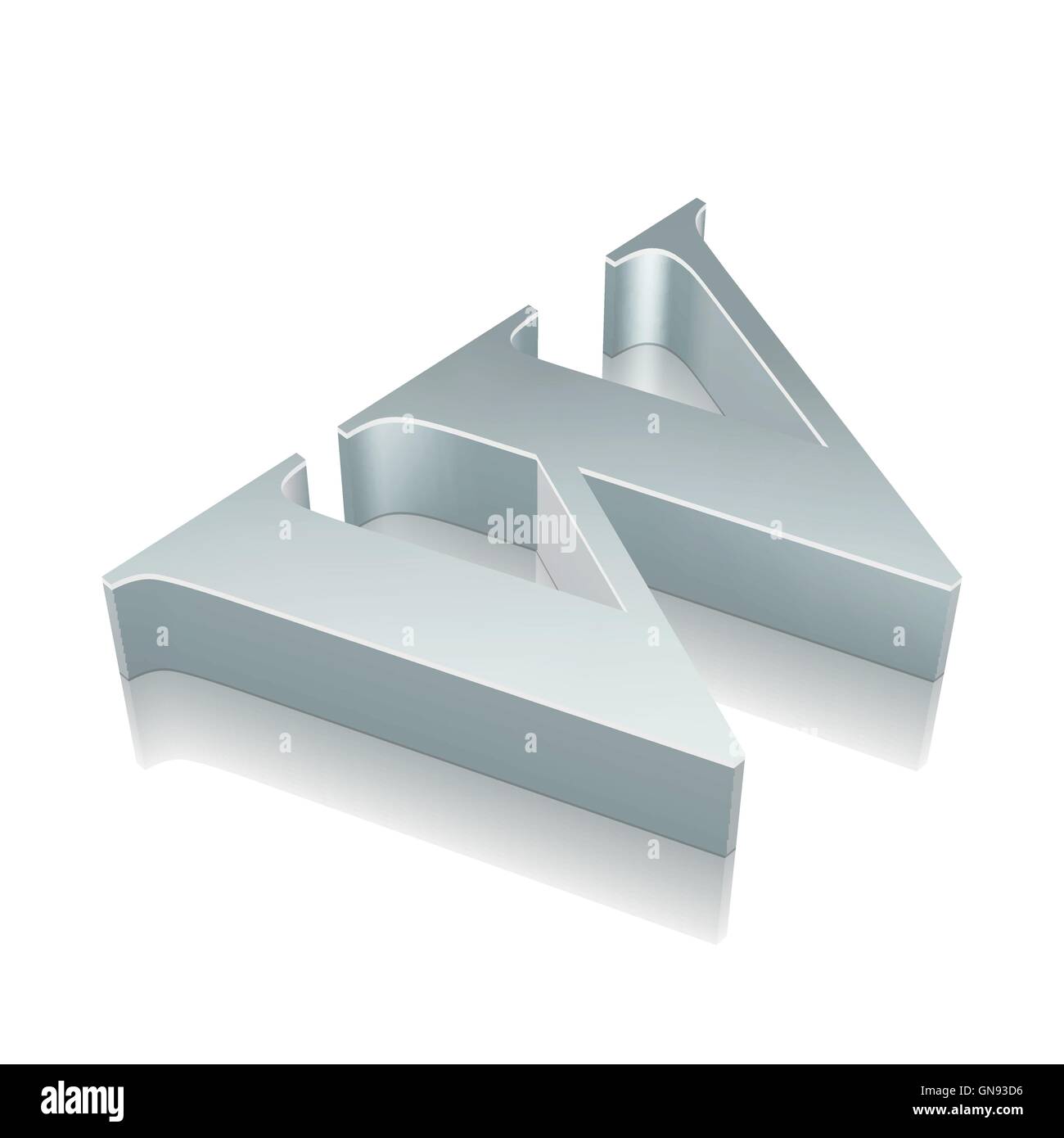 3d metallic character W with reflection, vector illustration Stock ...