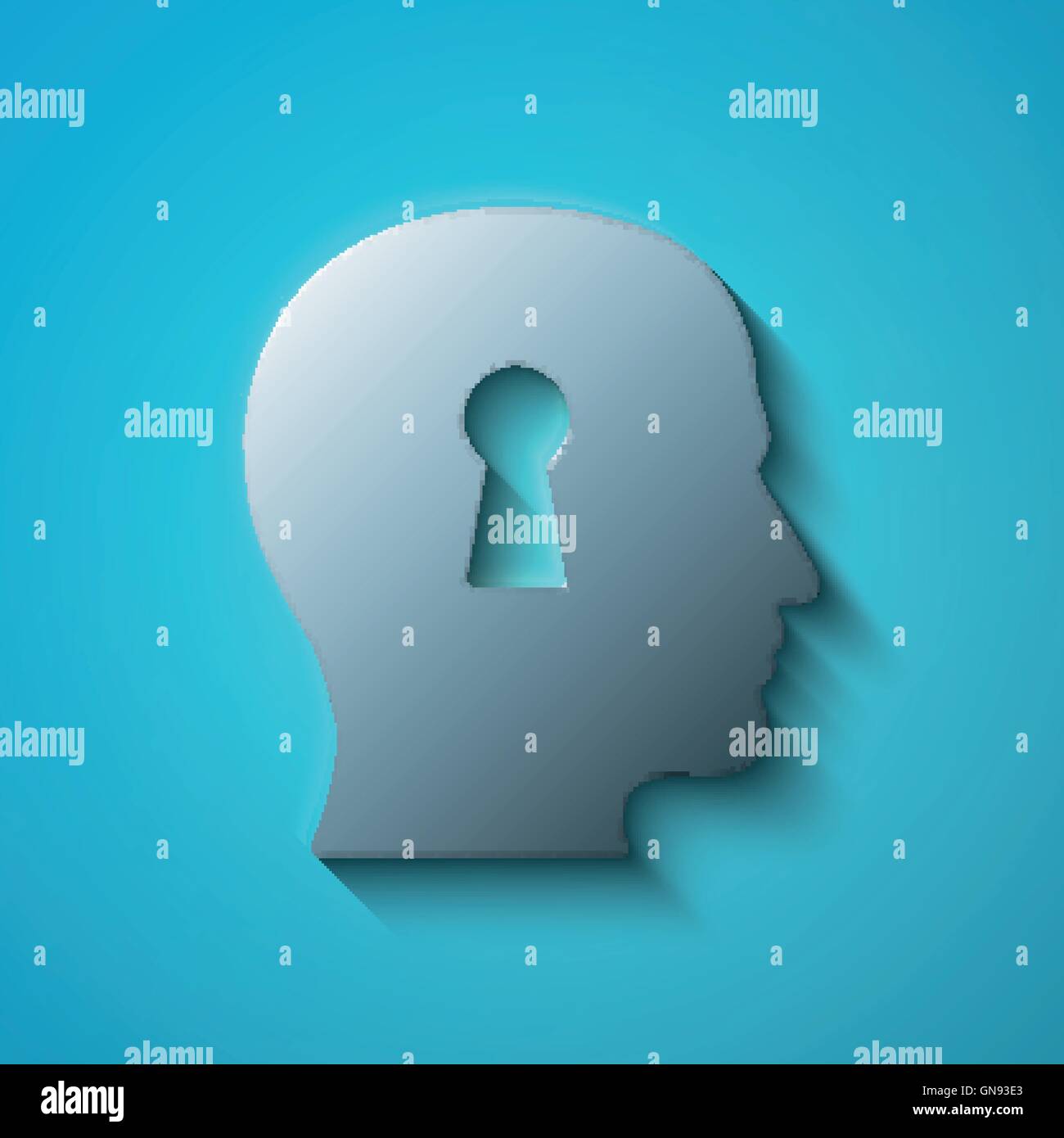 Finance concept: flat metallic Head With Keyhole icon, vector Stock ...
