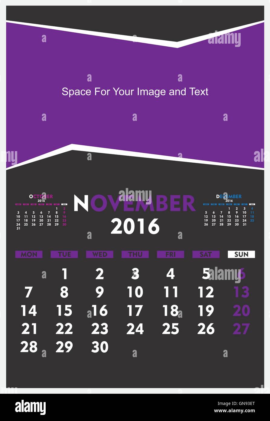 new year calendar November 2016 design Stock Vector Image & Art - Alamy