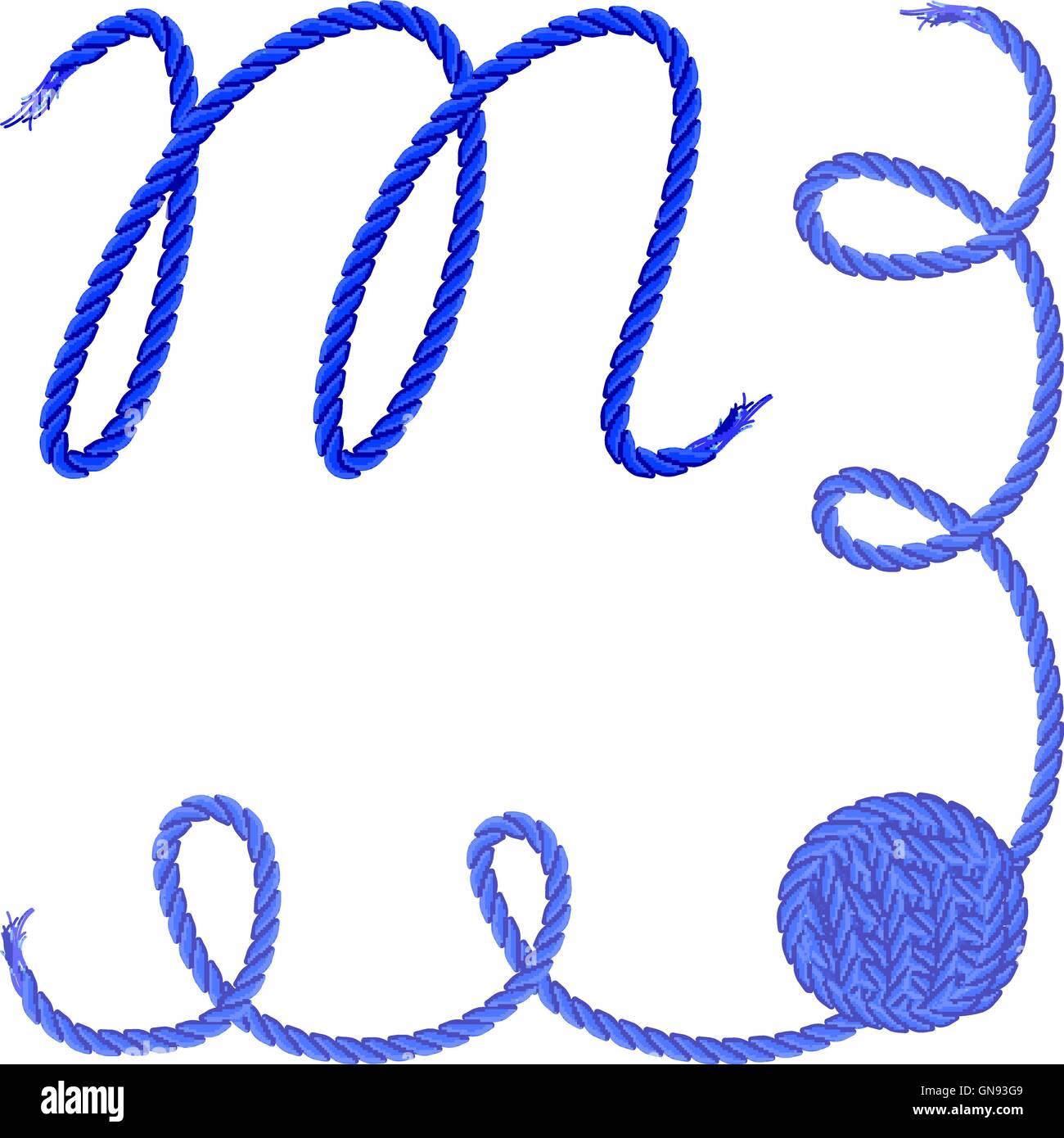 Letter M. Alphabet font vector - yarn, rope, cable Stock Vector Image ...