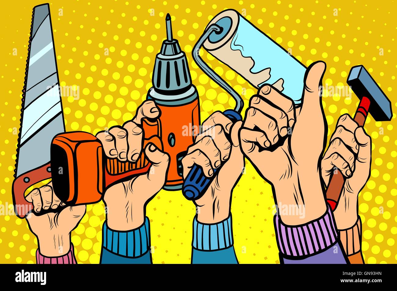 Construction tools hammer repair Stock Vector Images - Alamy