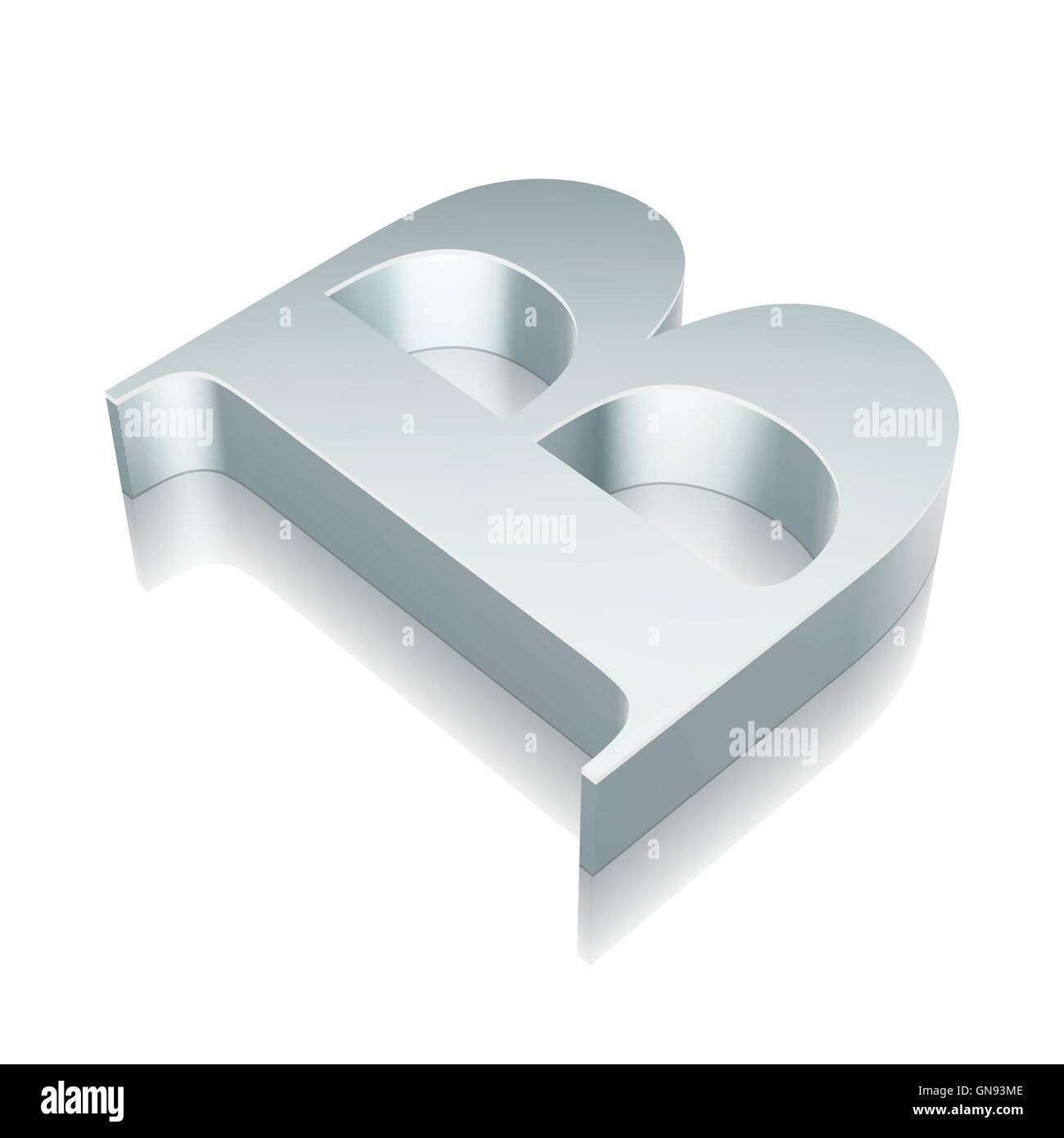3d metallic character B with reflection, vector illustration Stock ...