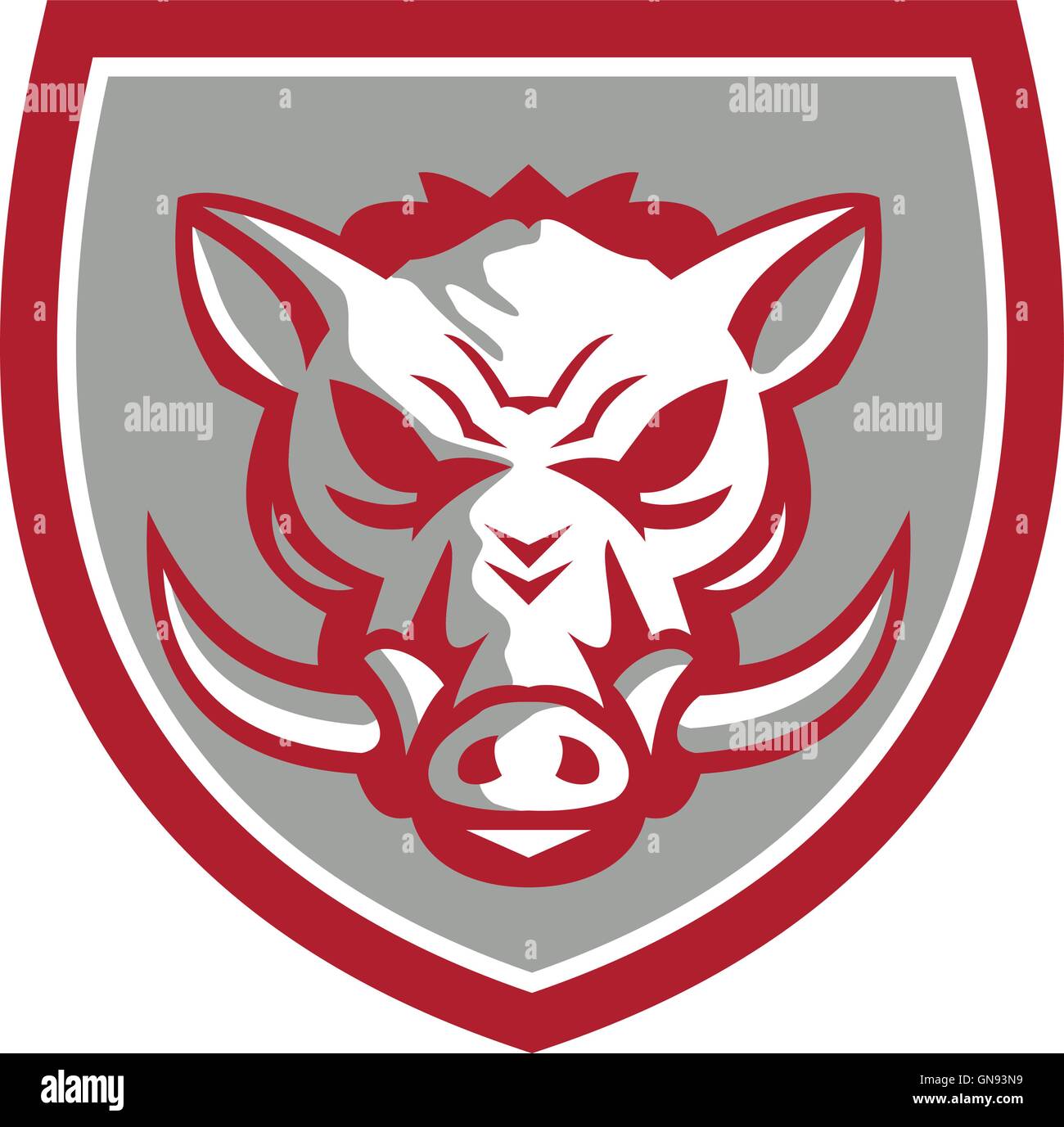 Wild Boar Razorback Head Angry Shield Retro Stock Vector Image & Art ...