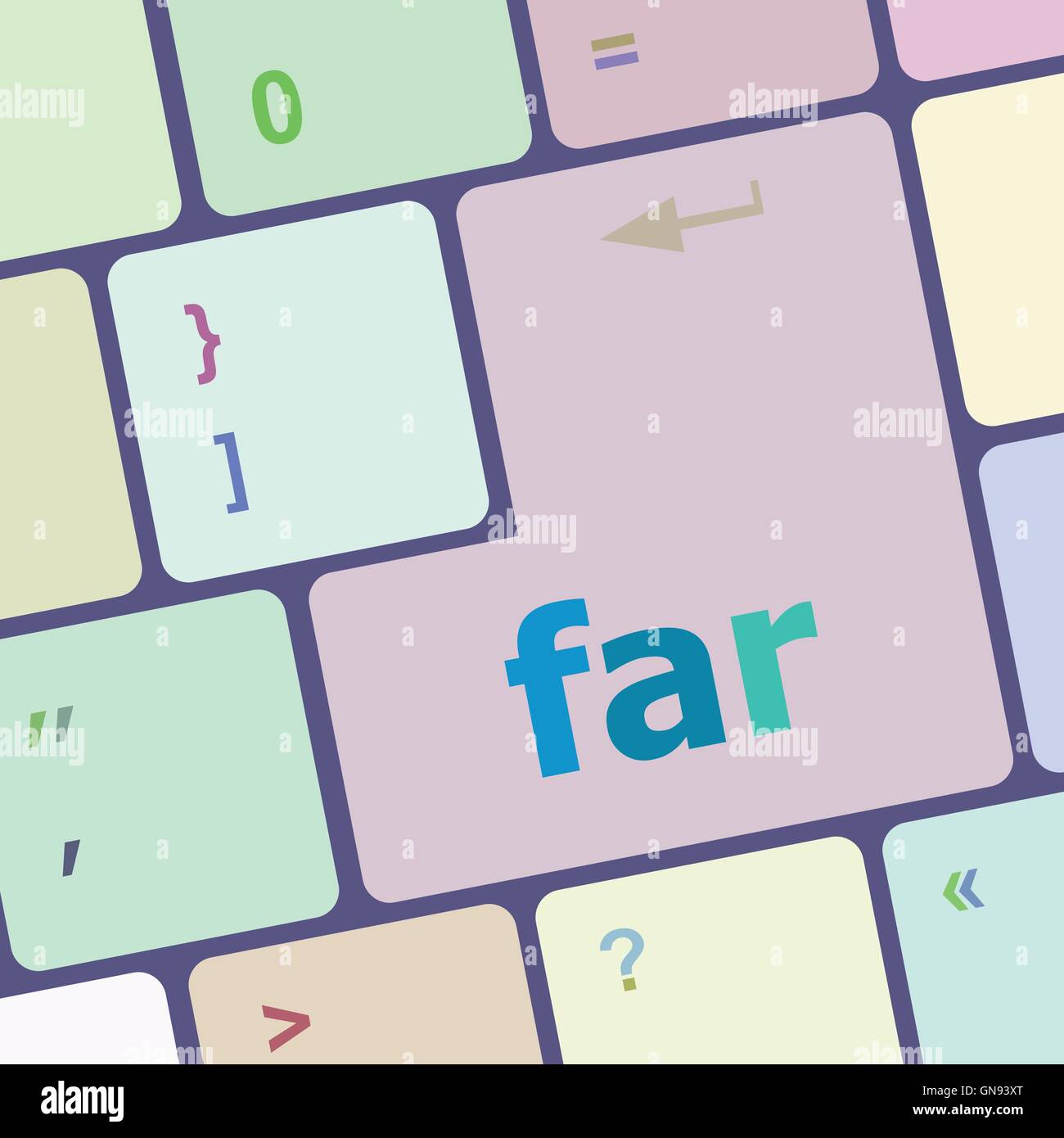 far word on keyboard key, notebook computer button vector illustration ...