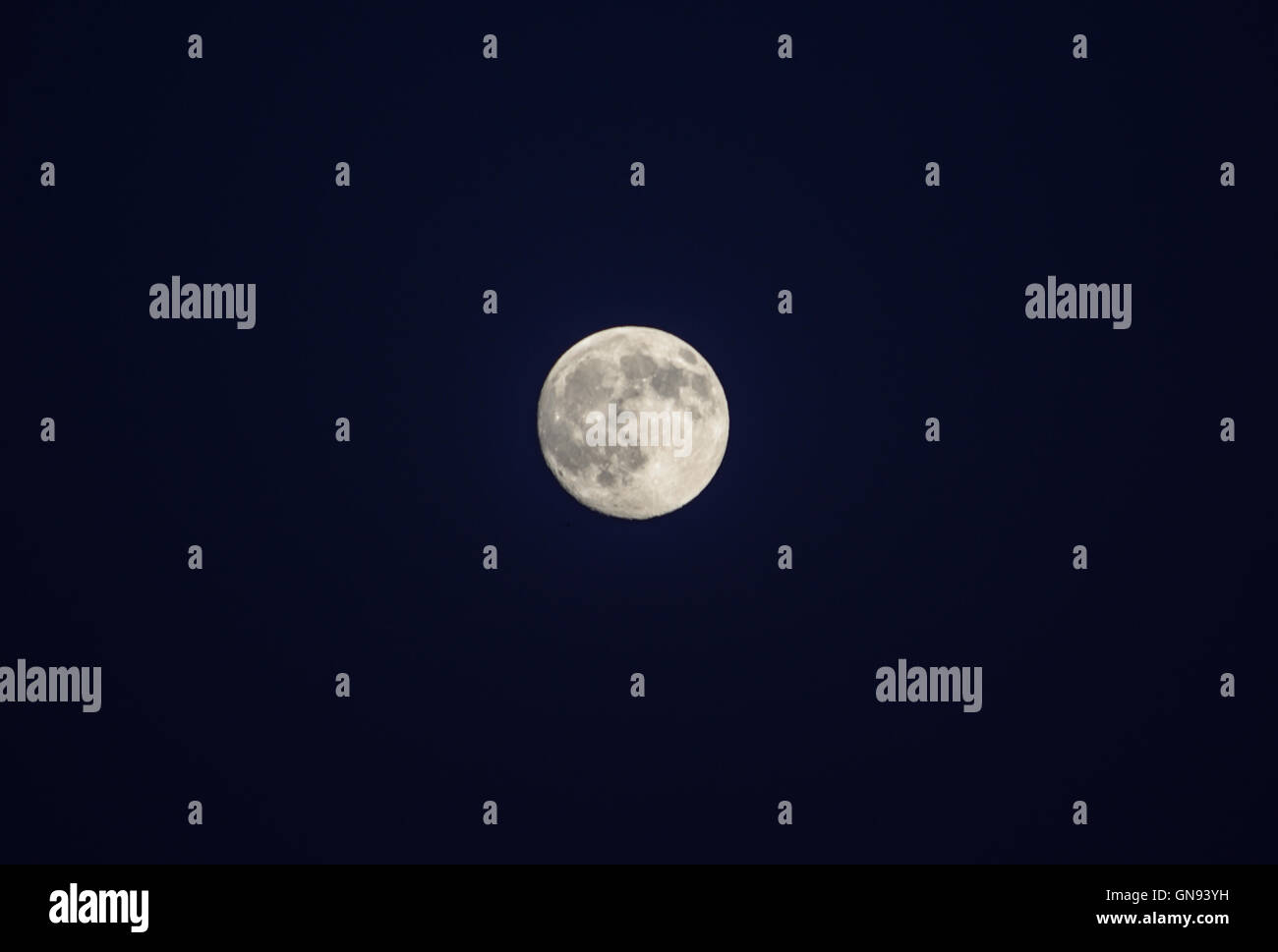 Close Up Moon in Deep Blue Sky Stock Photo - Alamy