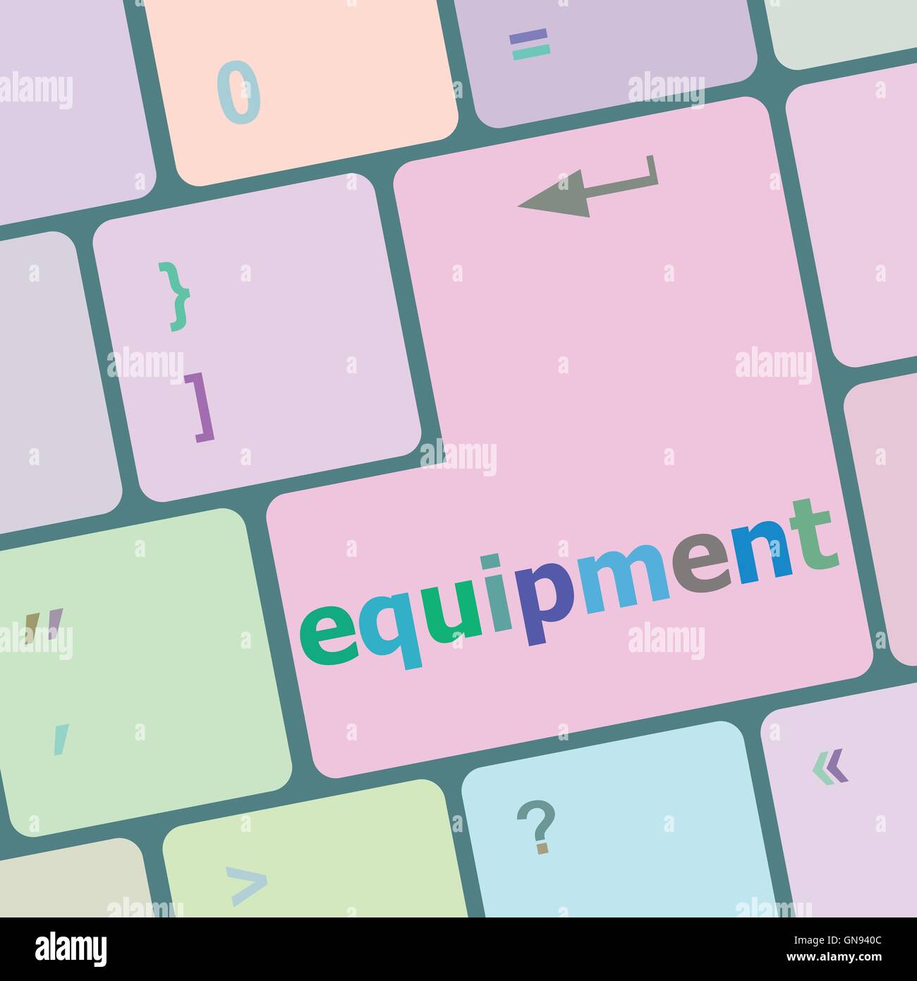 Computer keyboard key with equipment word vector illustration Stock ...