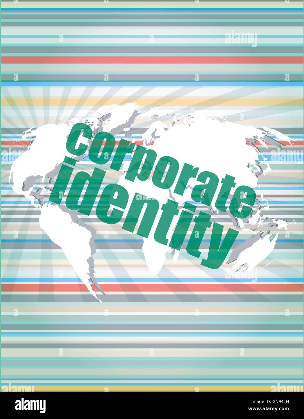 business concept: words corporate identity on digital screen, 3d vector ...