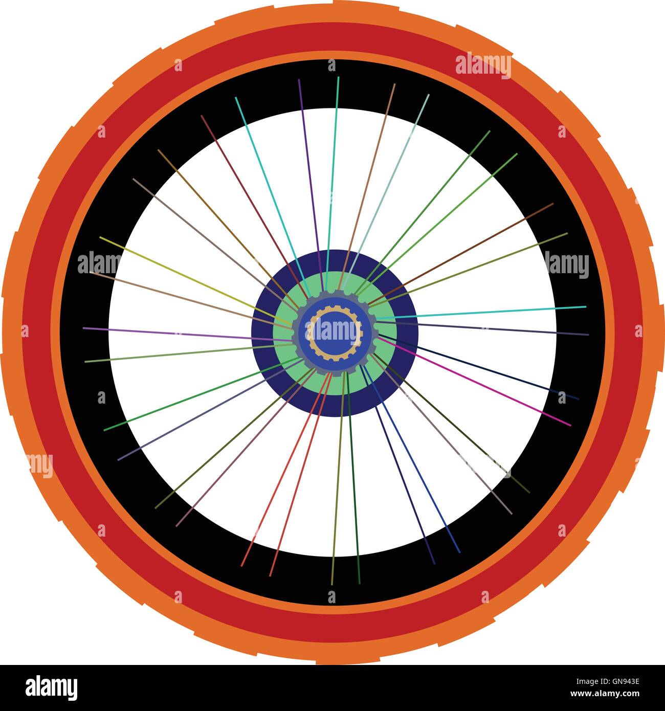 vector bike wheel silhouette with tyre and spokes isolated on white ...