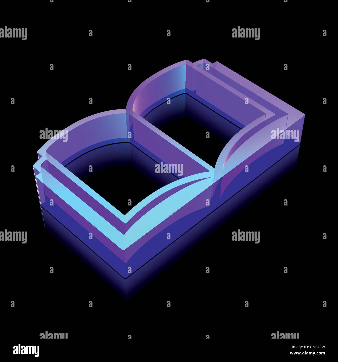 3d neon glowing Book icon made of glass, vector illustration Stock ...