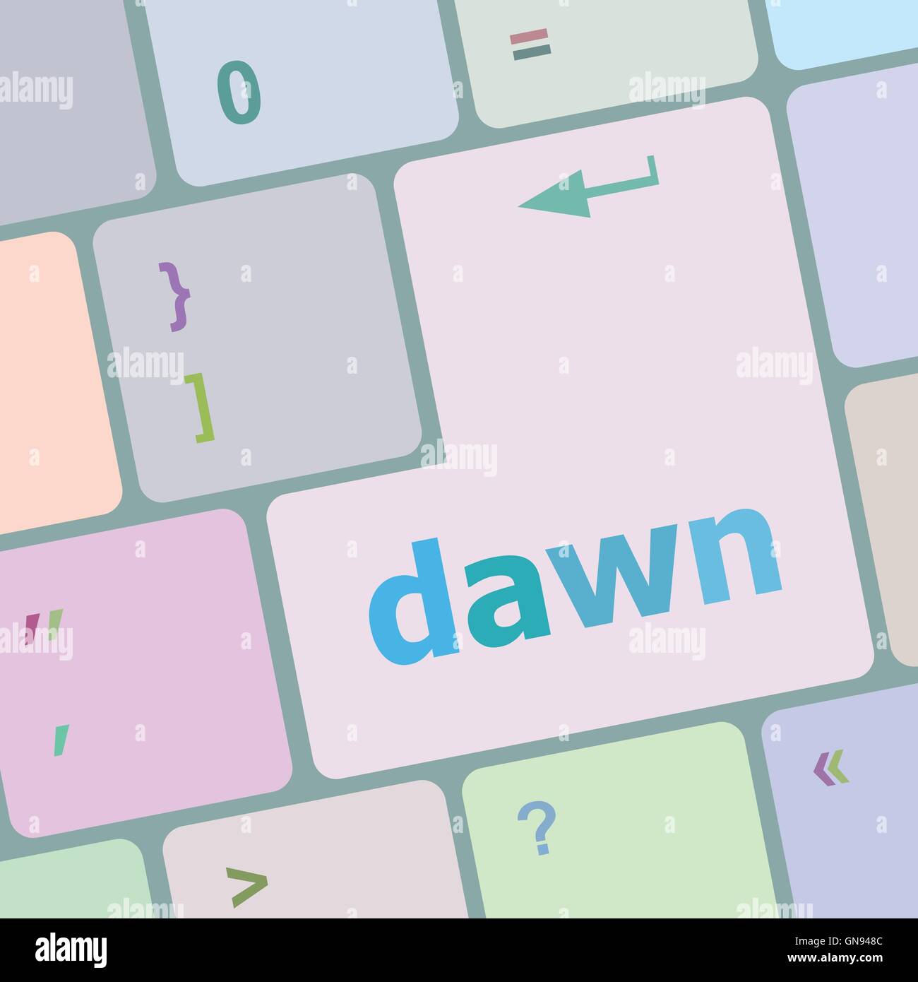 business concept: computer keyboard with word dawn vector illustration ...