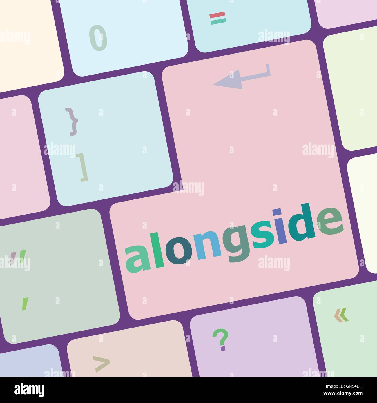 alongside words concept with key on keyboard vector illustration Stock ...