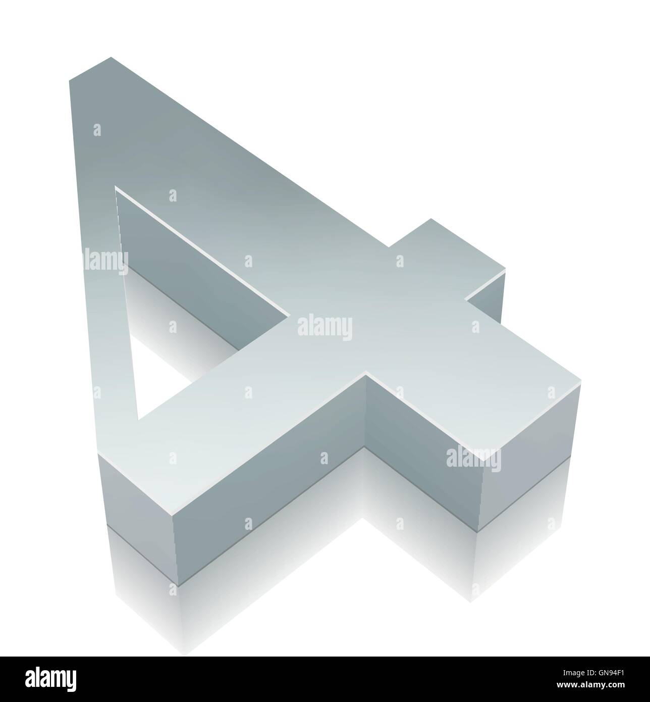 3d metallic character 4 with reflection, vector illustration Stock ...
