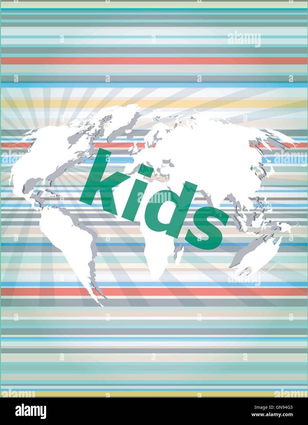 kid word on a virtual digital background, vector quotation marks with ...