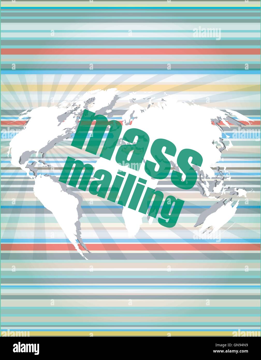 mass mailing word on digital screen, global communication concept ...