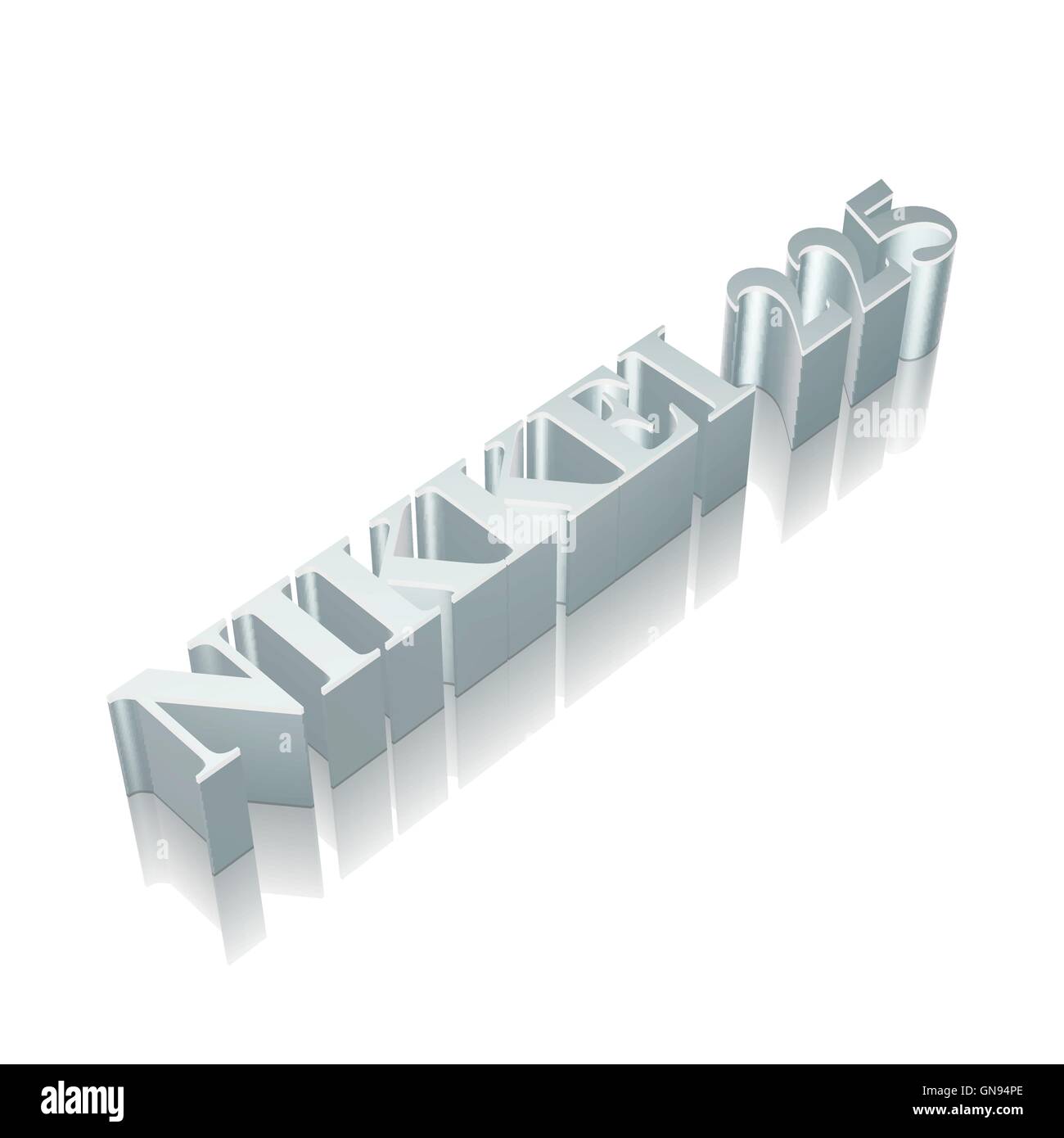 3d metallic character Nikkei 225 with reflection, vector illustration ...
