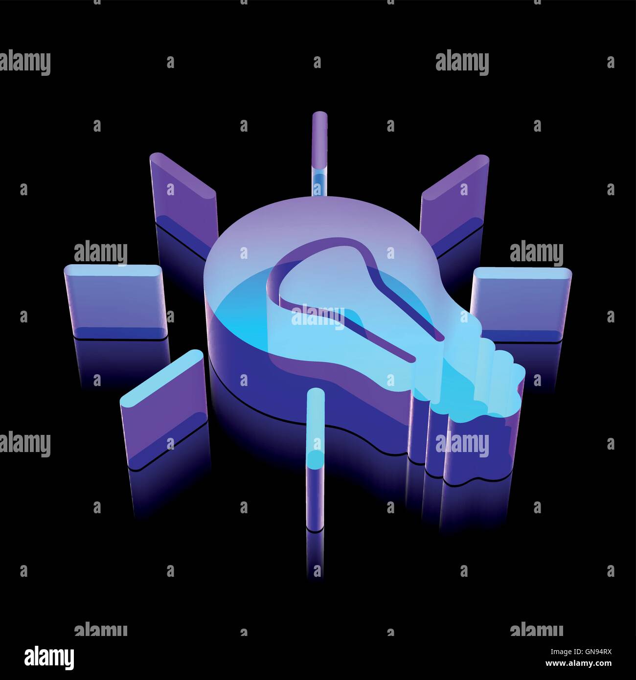 Finance icon: 3d neon glowing Light Bulb made of glass, vector ...