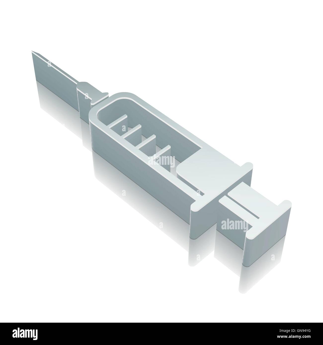 Healthcare icon: 3d metallic Syringe with reflection, vector ...