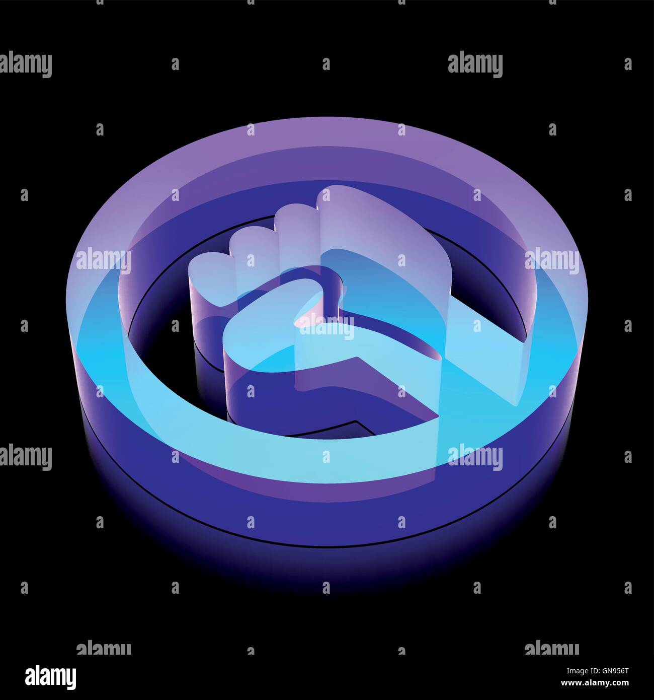 3d neon glowing Uprising icon made of glass, vector illustration Stock ...