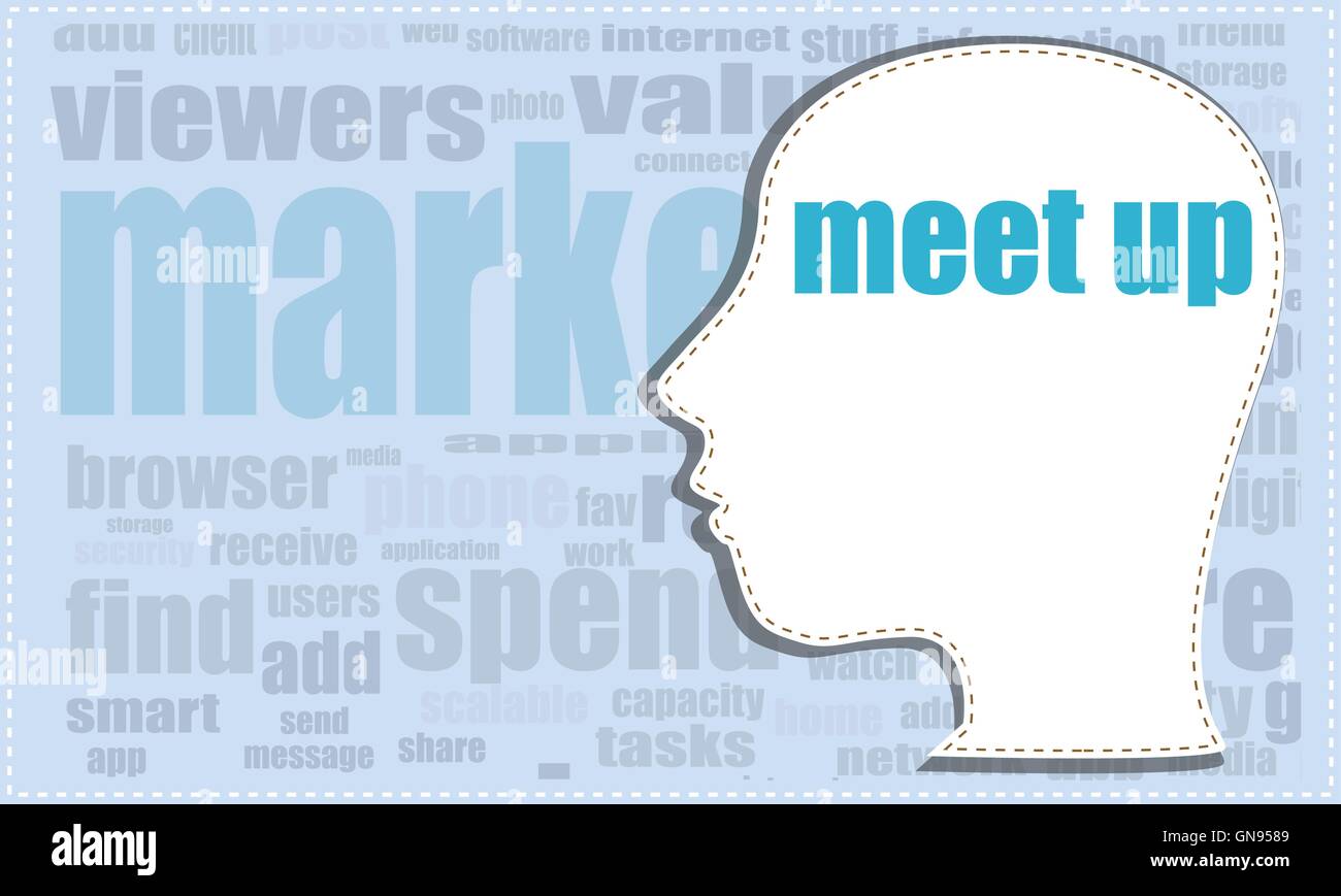 meet up, vector head, profile icon, woman head silhouette, business man ...