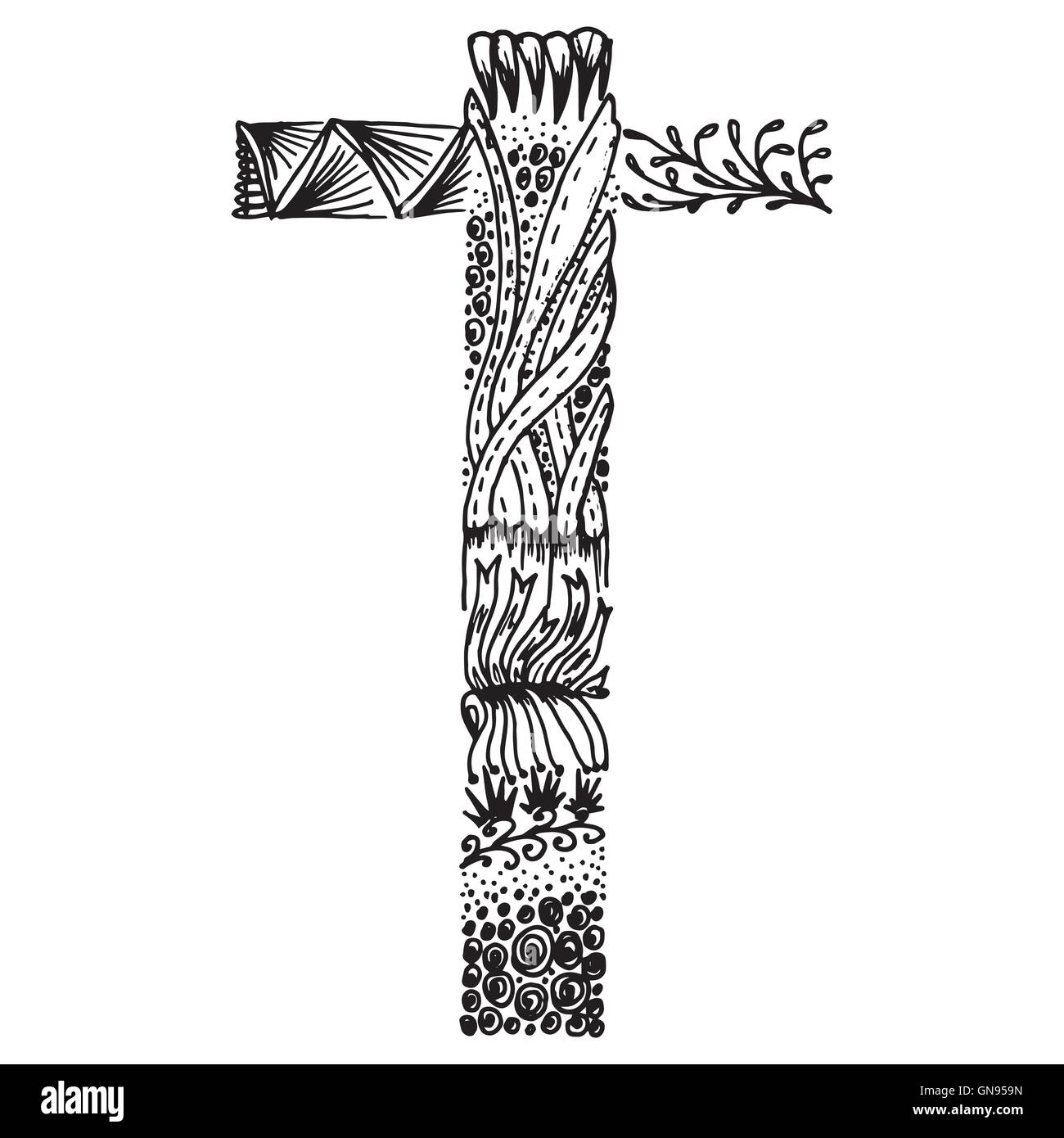 Zentangle stylized letters - letter T Stock Vector Image & Art - Alamy