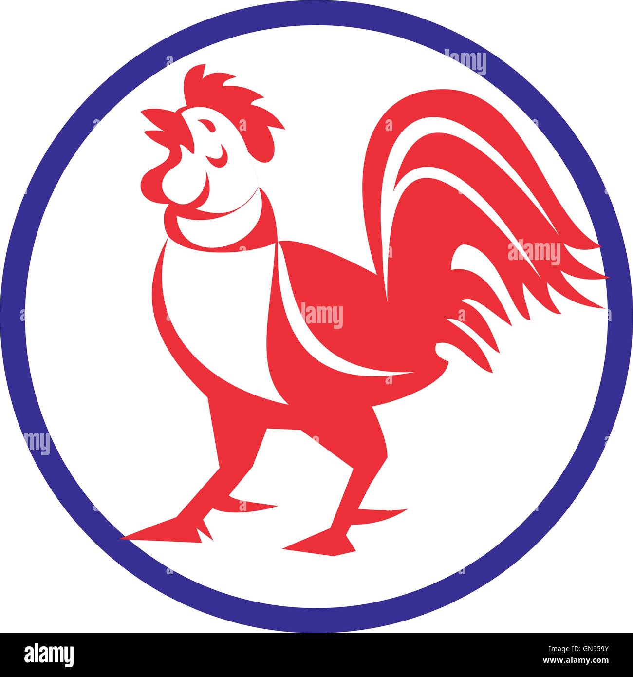Chicken Rooster Crowing Circle Retro Stock Vector Image & Art - Alamy