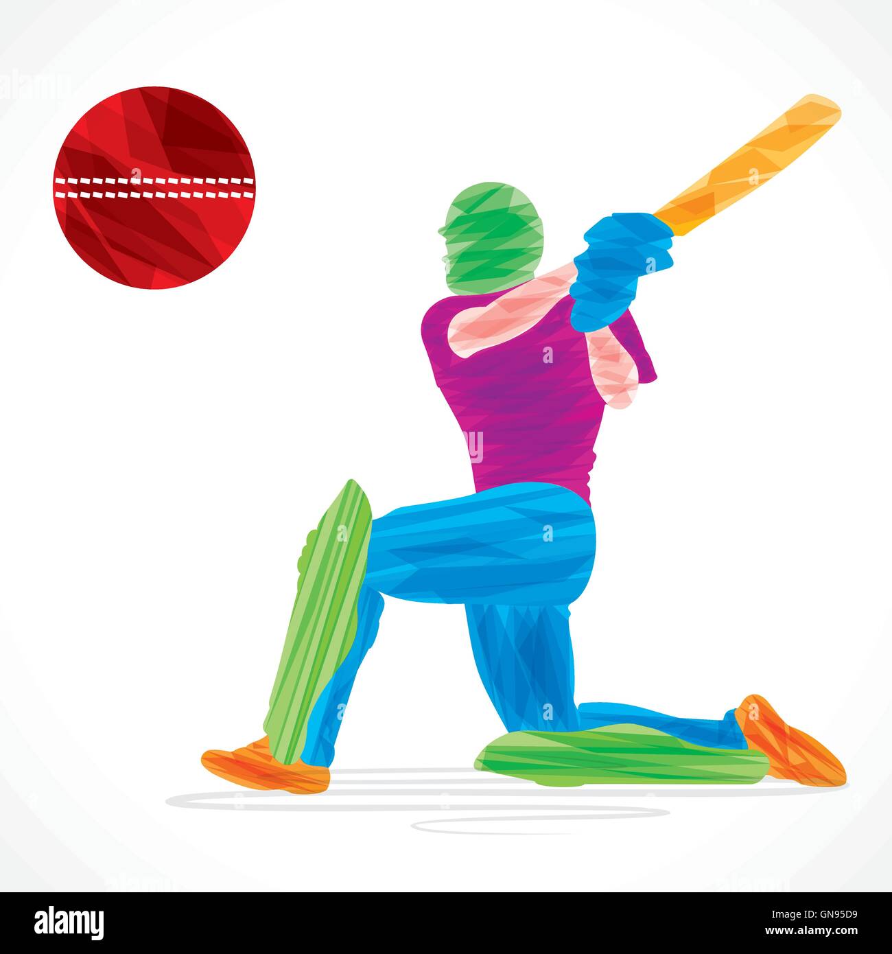 creative abstract cricket player design by brush stroke vector Stock ...