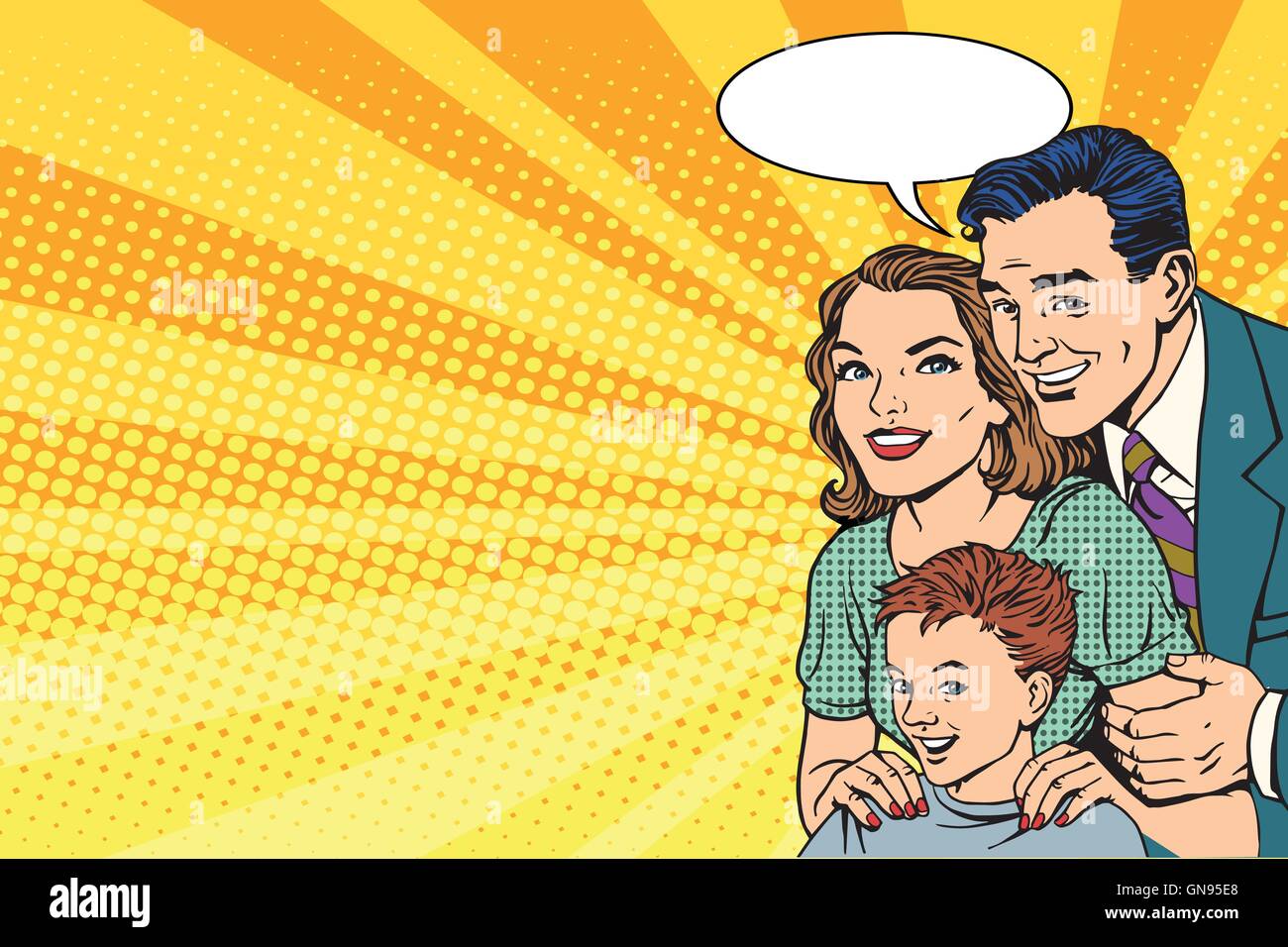Happy retro family on the poster Stock Vector Image & Art - Alamy
