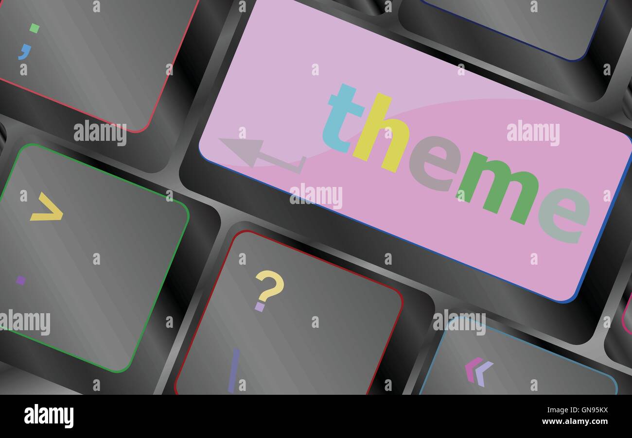 theme button on computer keyboard keys, business concept vector keyboard key. keyboard button ...