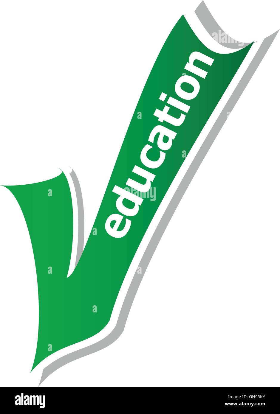 education word on green check mark symbol and icon for approved design ...
