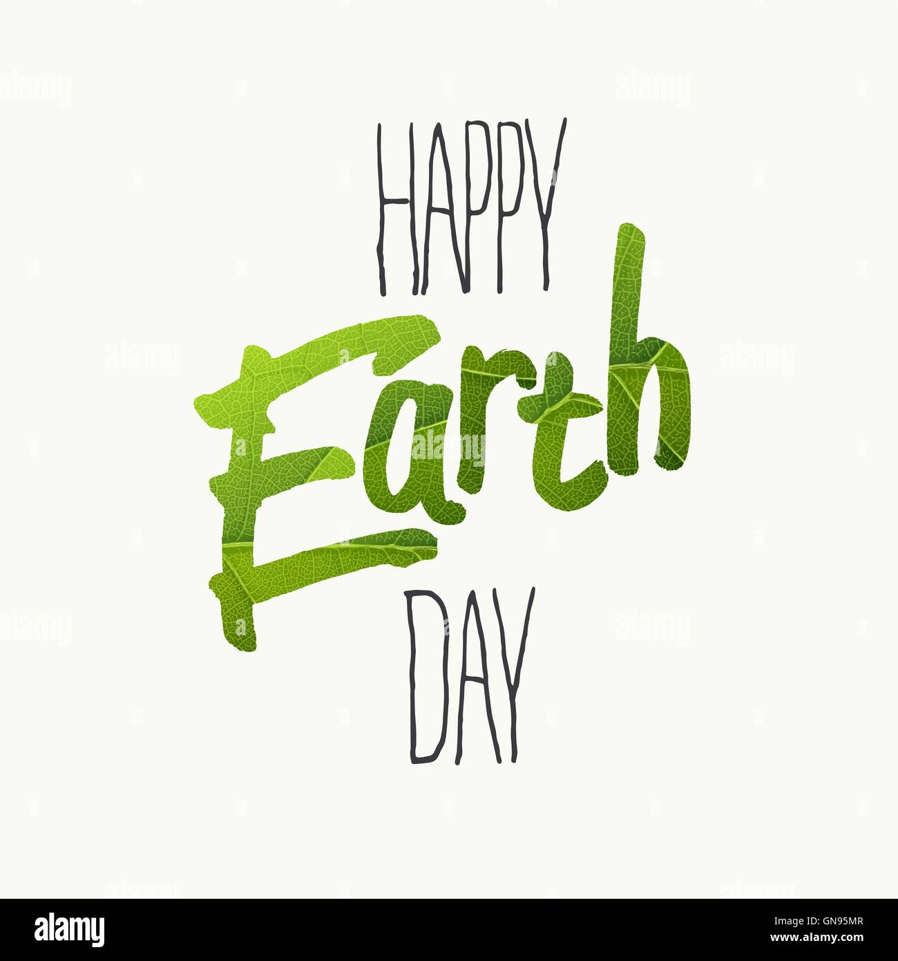 Happy Earth Day Typography. With green leaf veins texture. Templ Stock ...