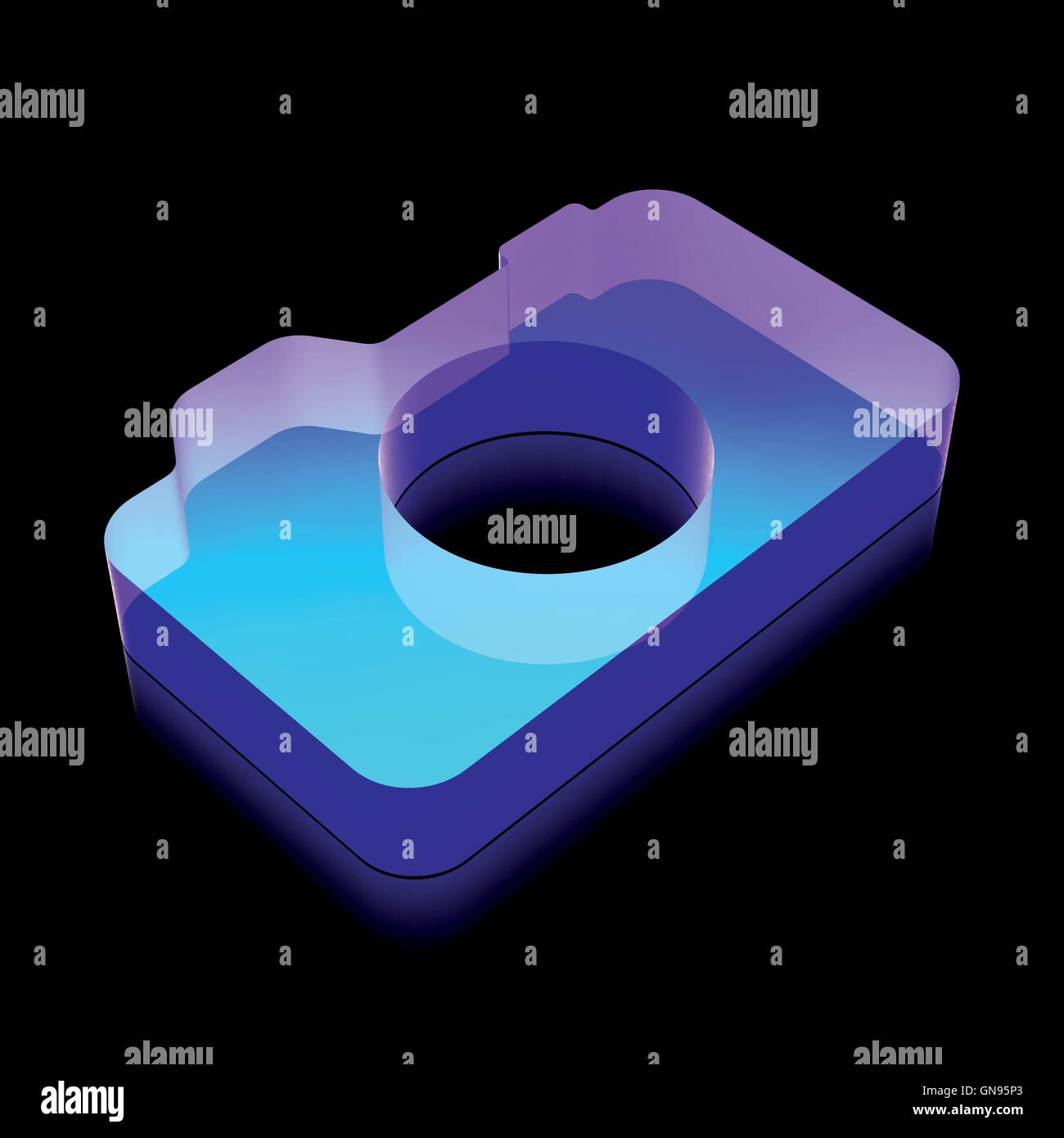 3d neon glowing Photo Camera icon made of glass, vector illustration ...