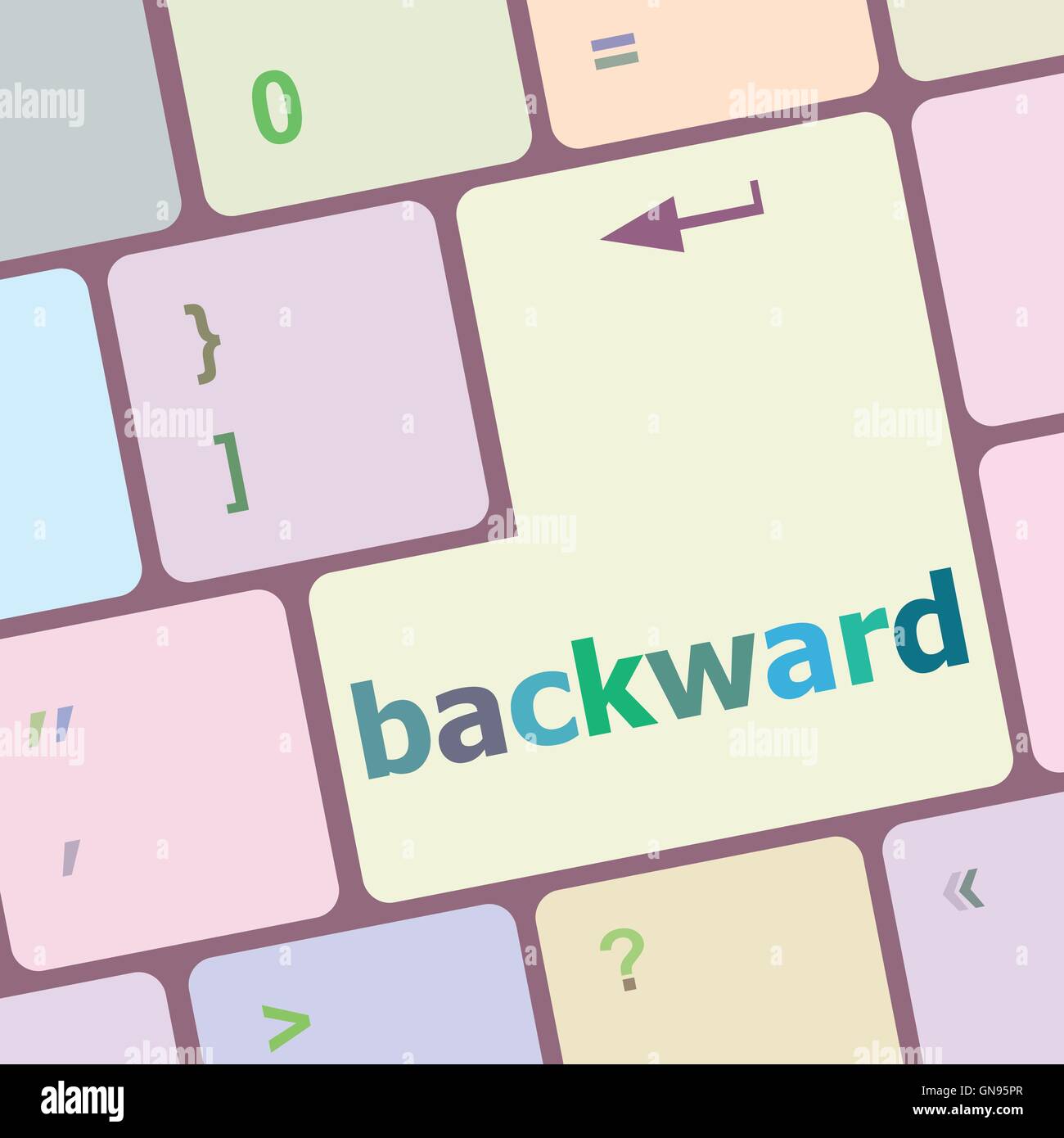 backward word on computer keyboard key button vector illustration Stock ...