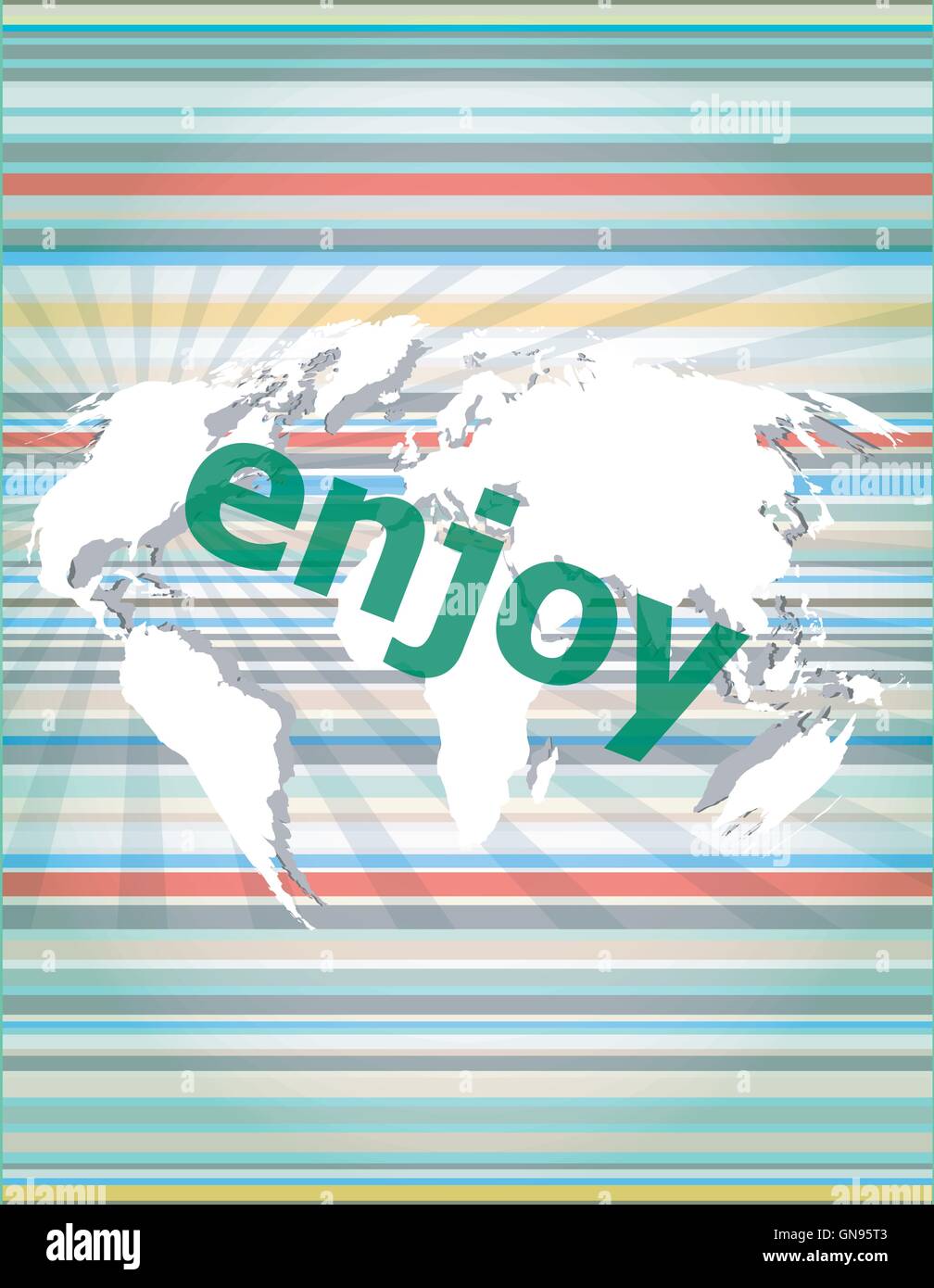 enjoy word, hi-tech background, digital business touch screen vector ...