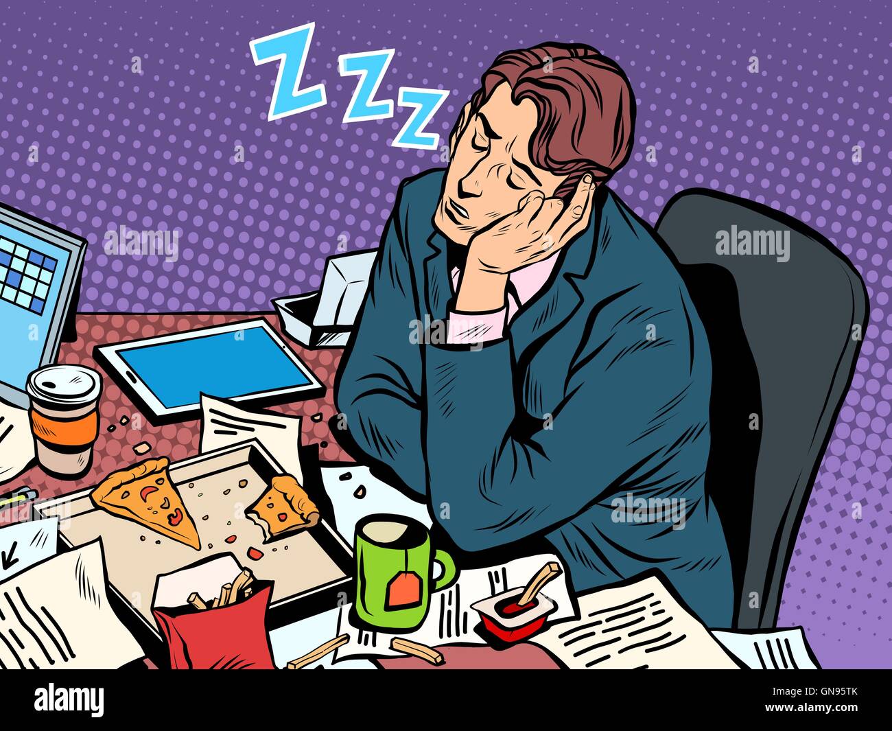 Businessman work on desk Stock Vector Images - Alamy
