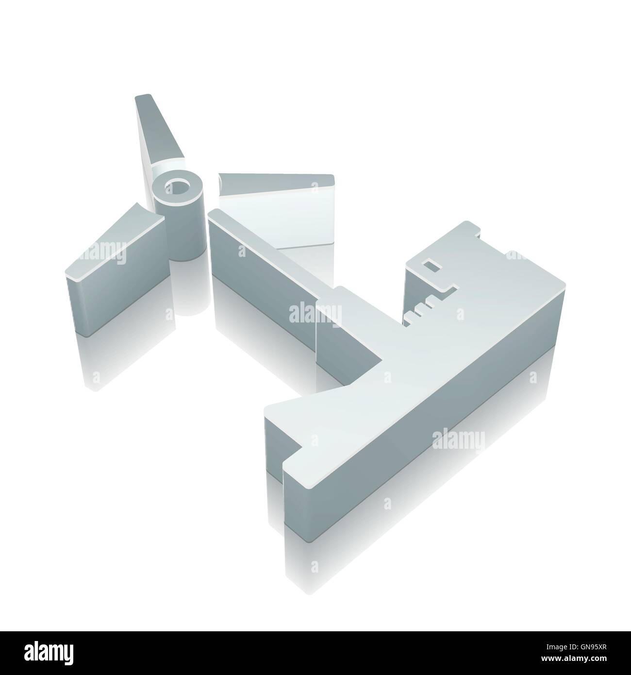 Manufacuring icon: 3d metallic Windmill with reflection, vector illustration Stock Vector Image ...