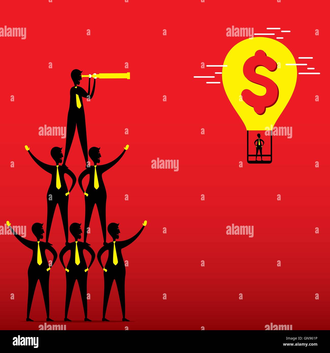 leader make pyramid find big money balloon concept design vector Stock ...
