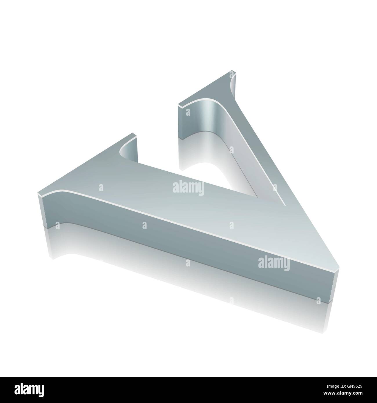 3d metallic character V with reflection, vector illustration Stock ...