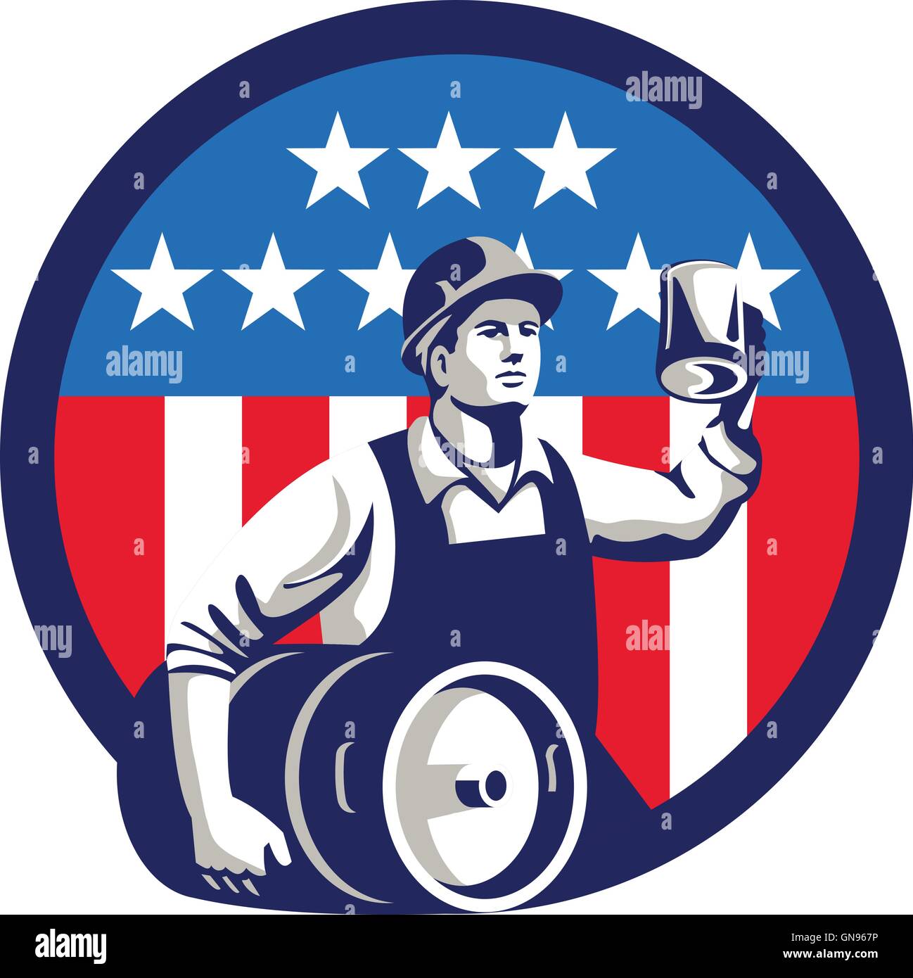 American Builder Beer Keg Flag Circle Retro Stock Vector Image & Art ...