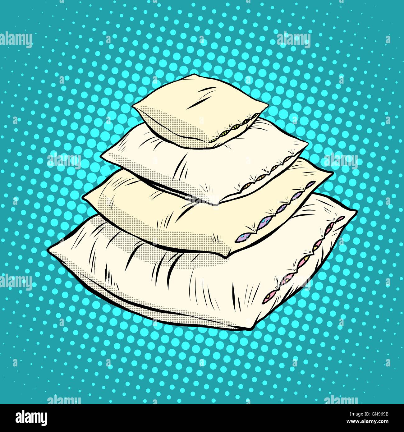 Comfortable bed white pillows Stock Vector Images - Alamy