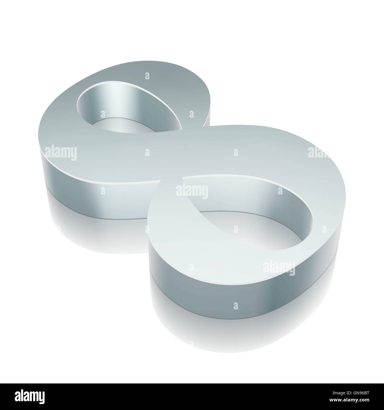 3d metallic character 8 with reflection, vector illustration Stock ...