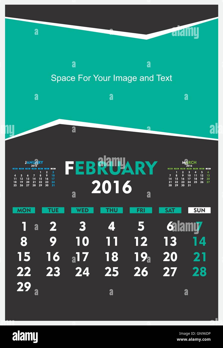 Feburary calendar Stock Vector Images - Alamy