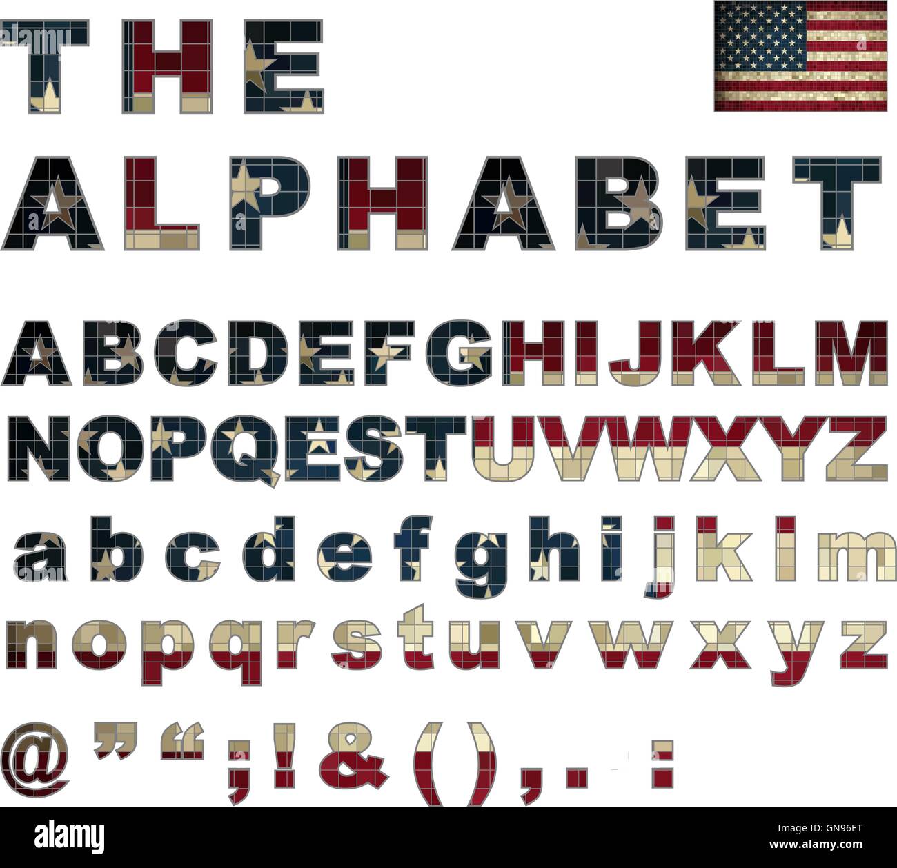 USA flag font Stock Vector Image & Art - Alamy