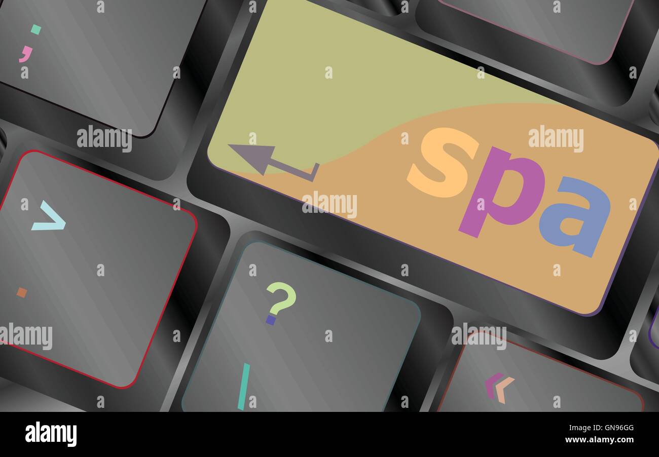 healthy lifestyle shown by spa computer button, keyboard keys vector ...