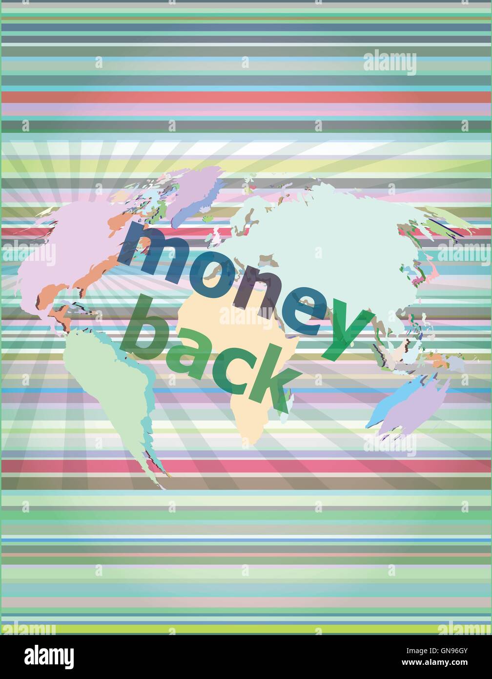 words money back on digital screen, business concept vector ...