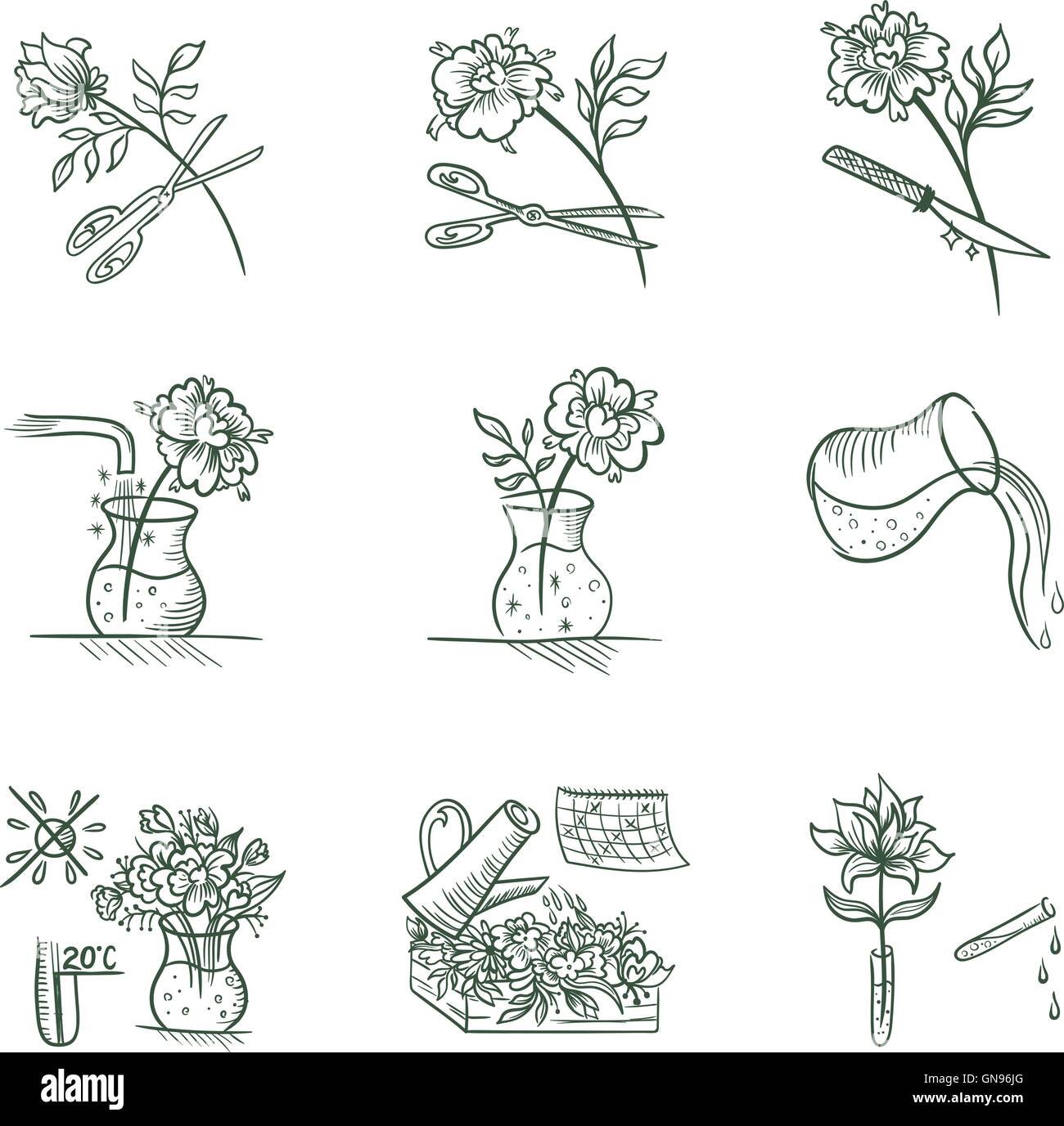 Garden flowers basket icon Stock Vector Images - Alamy