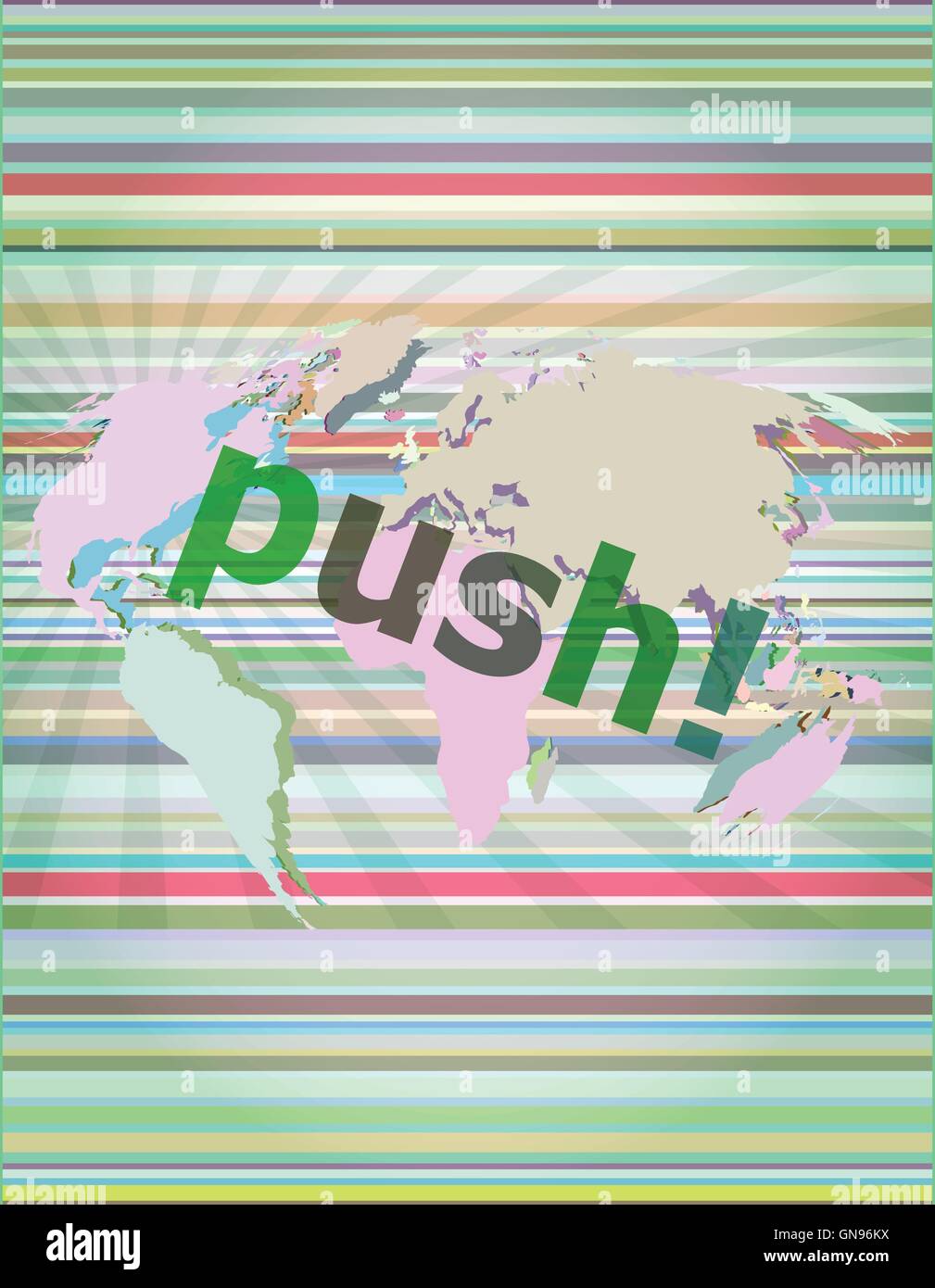 push word on digital touch screen interface vector illustration Stock ...