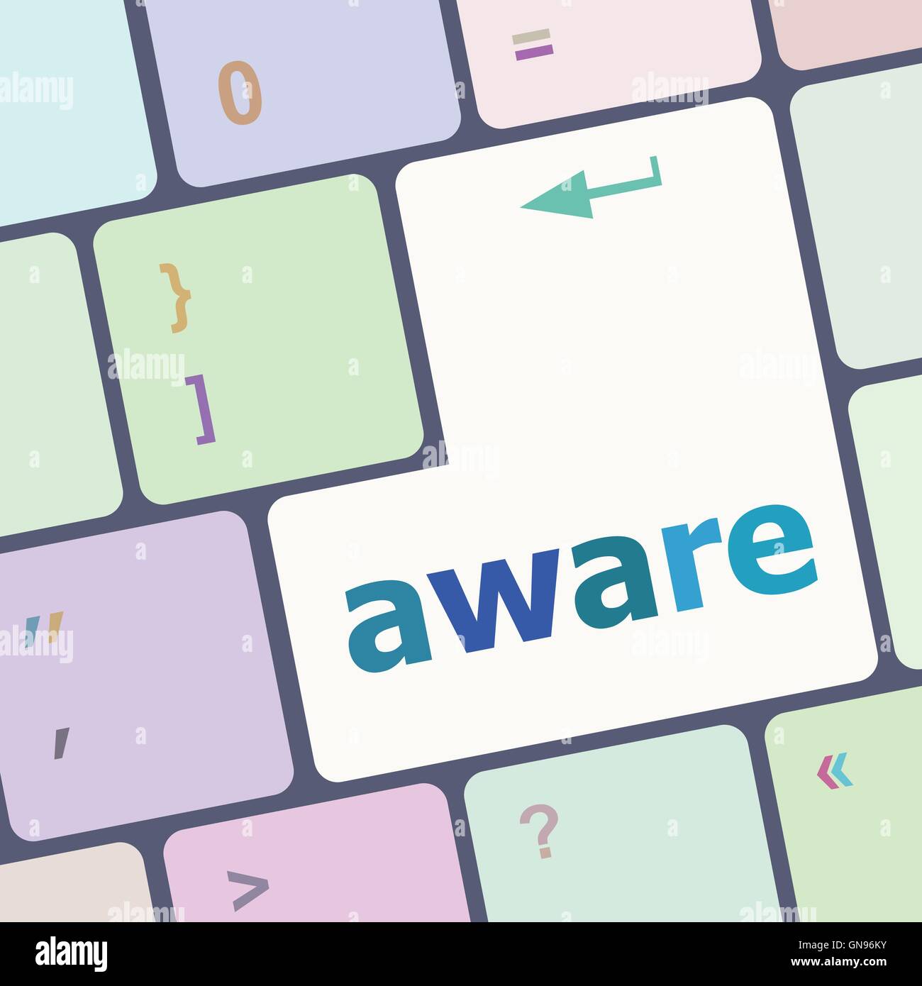 aware word on keyboard key, notebook computer vector illustration Stock ...