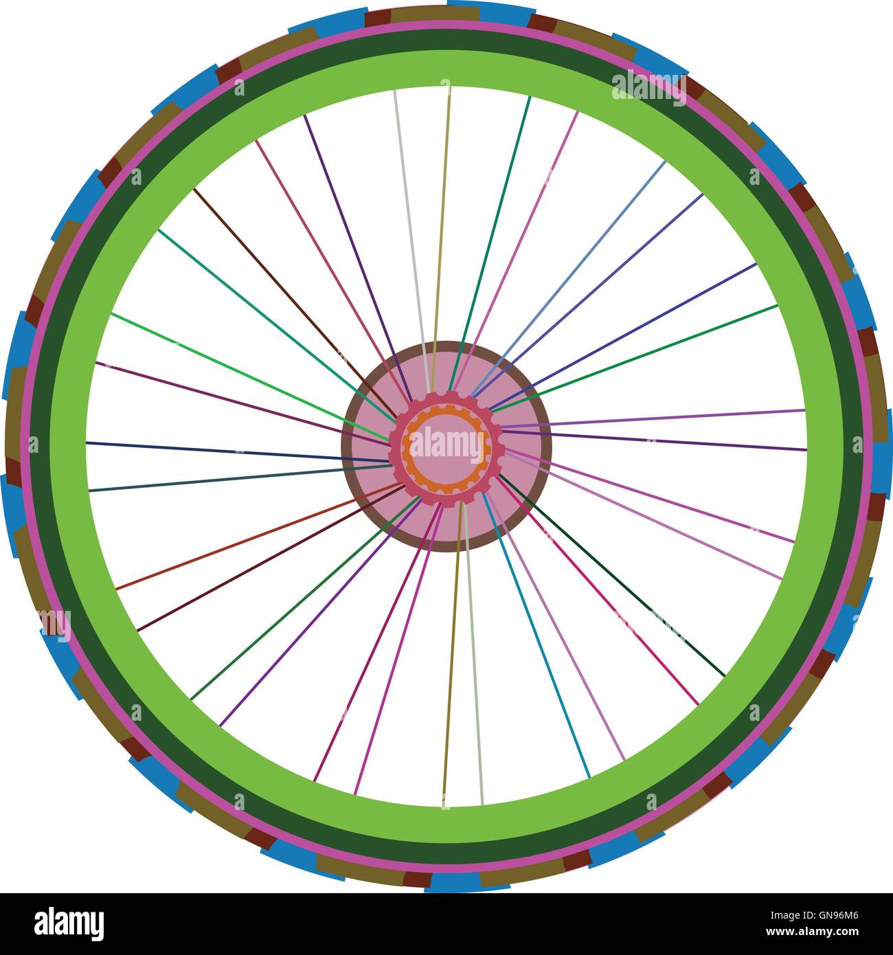 Bicycle wheel isolated on white, vector bike wheels Stock Vector Image ...