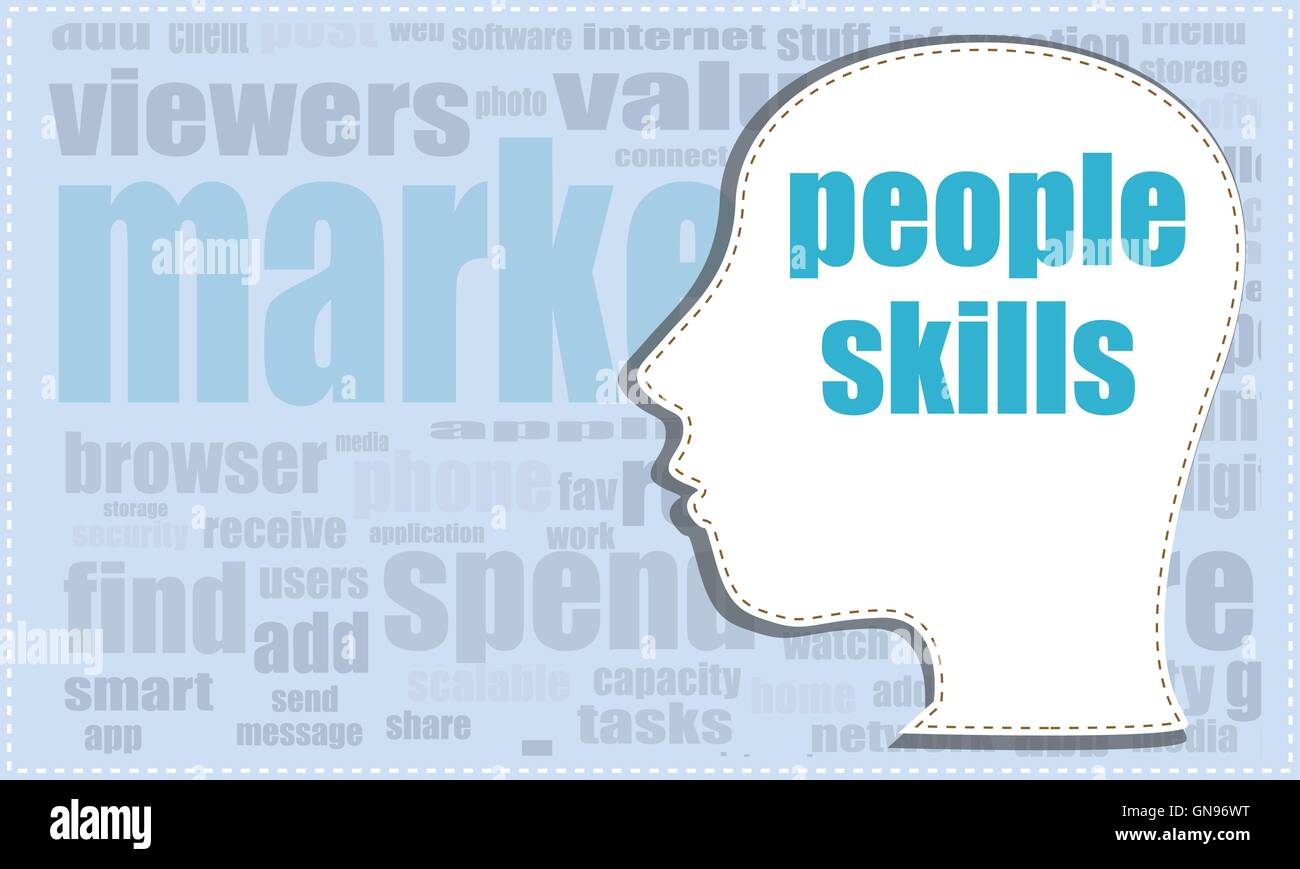 people skills, vector head, profile icon, woman head silhouette ...