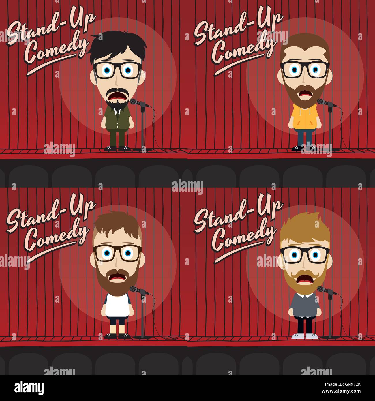 Hilarious Guy Stand Up Comedian Cartoon Stock Vector Image And Art Alamy